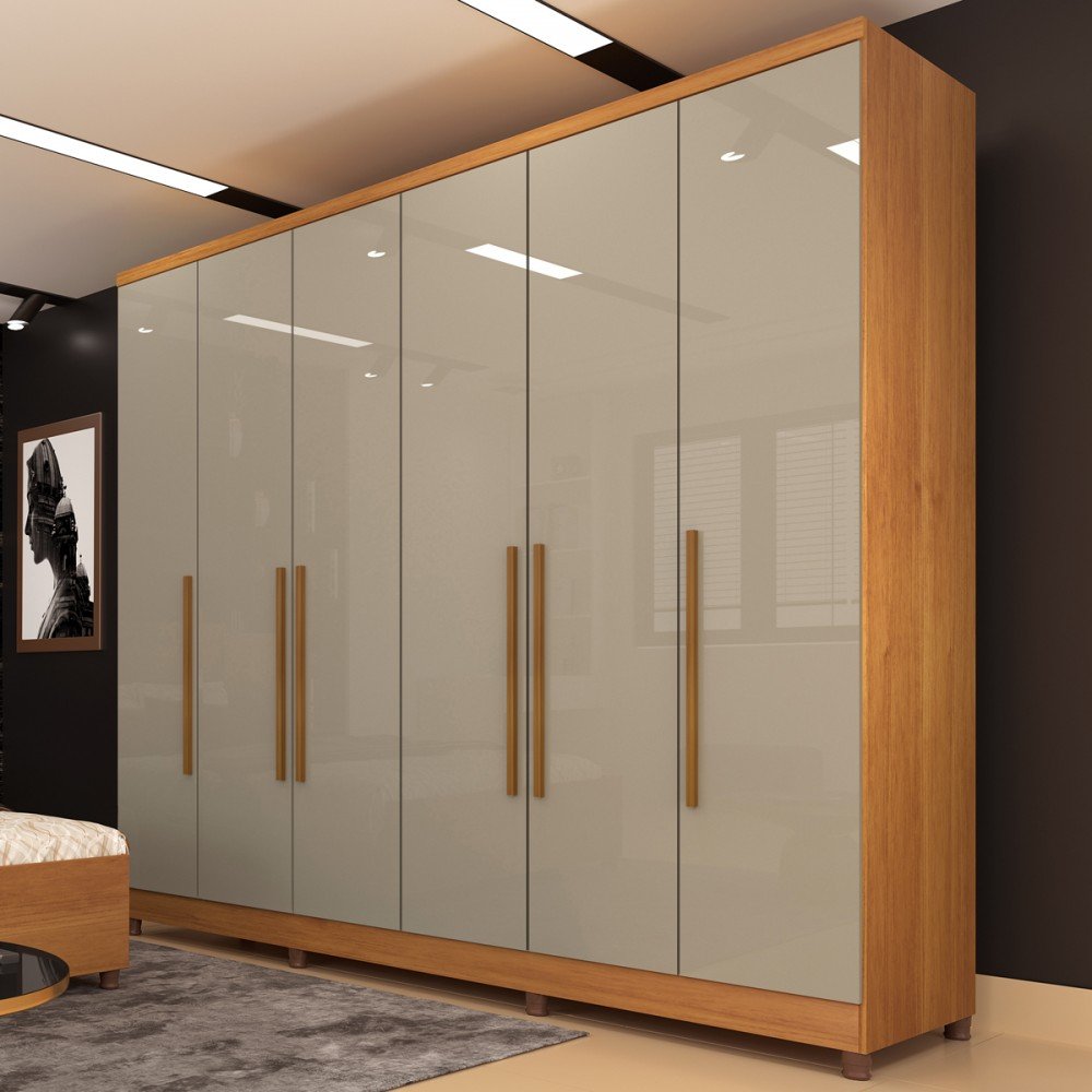 Guarda-Roupa Casal Veneza 6 Portas 4 Gavetas Cinamomo/Off White - Tcil Móveis | MadeiraMadeira