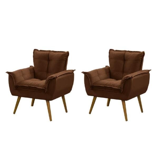 Kit 2 Poltronas Opala Suede Marrom 1 Lugar Pietra | MadeiraMadeira