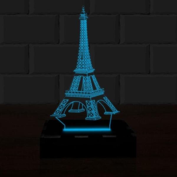 Luminária Led 3D Torre Eiffel Abajur 16 Cores e Controle 1 | MadeiraMadeira