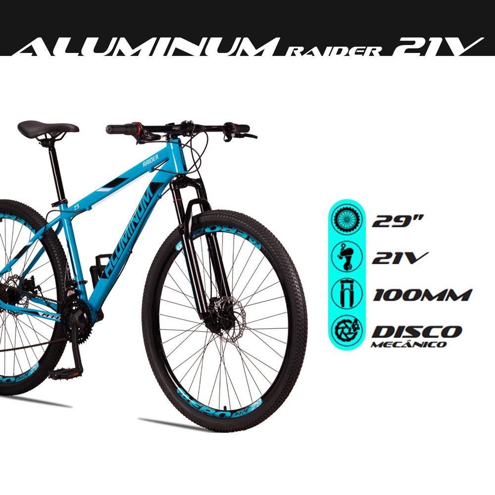 Bicicleta Aluminum Aro 29 Quadro Alumínio 21 Marchas Freio a Disco ...
