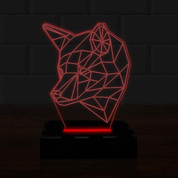 Luminária Led 3D Lobo Abajur 16 Cores e Controle 3 | MadeiraMadeira