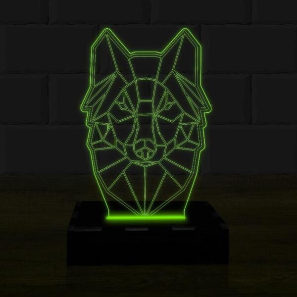 Luminária Led 3D Lobo Abajur 4 - Verde | MadeiraMadeira