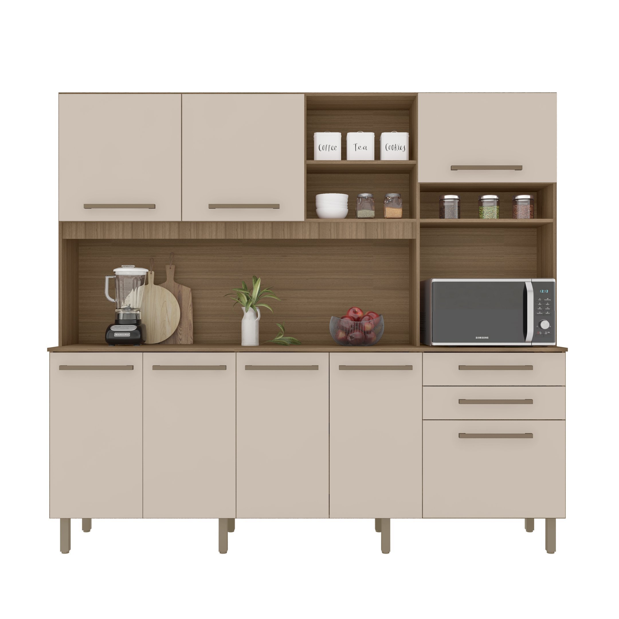 Armário para Cozinha Completo com 8 Portas e 2 Gavetas | MadeiraMadeira