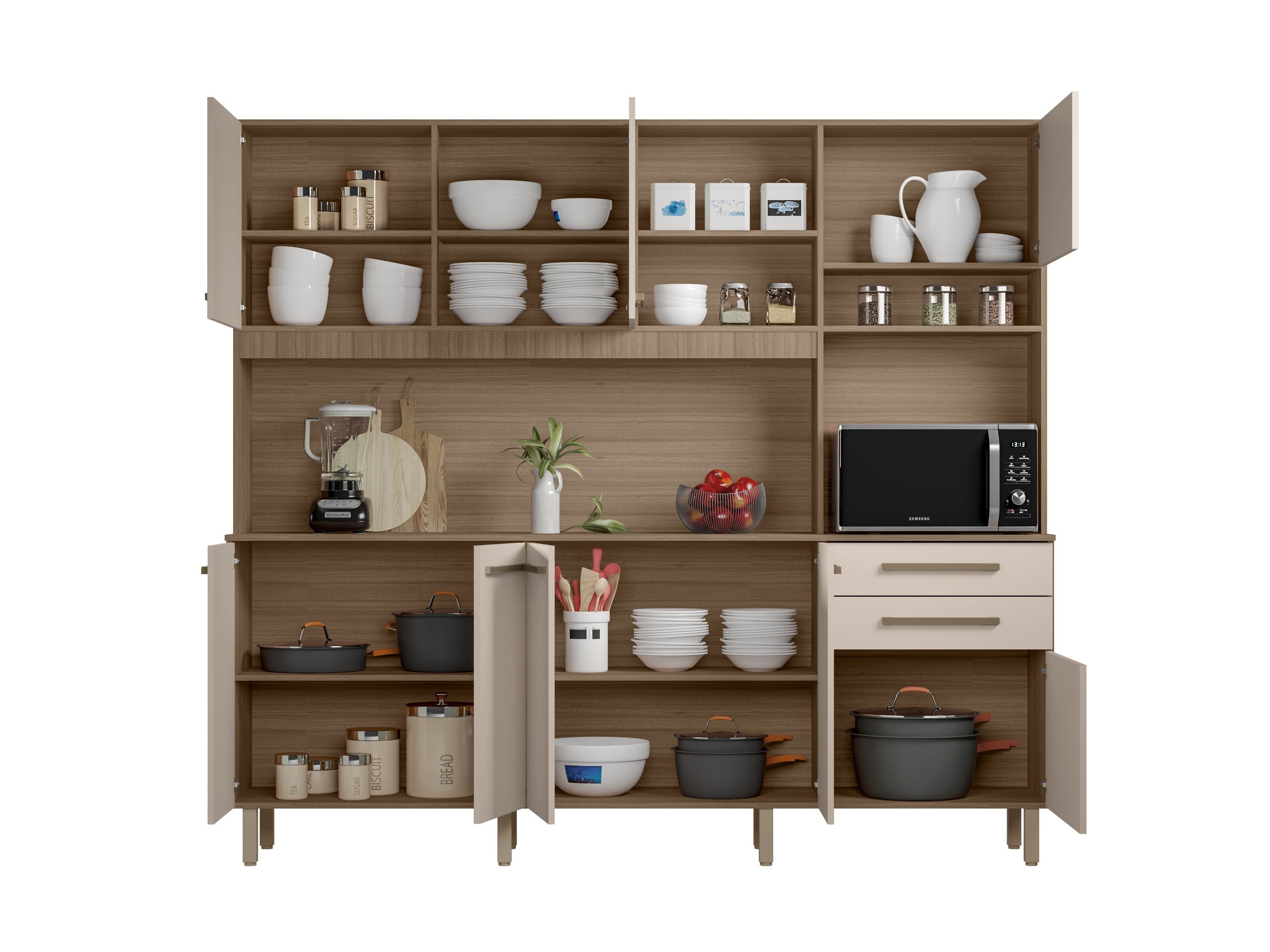 Armário para Cozinha Completo com 8 Portas e 2 Gavetas | MadeiraMadeira
