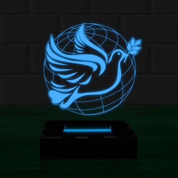 Luminária Led 3D Paz Abajur - Azul | MadeiraMadeira