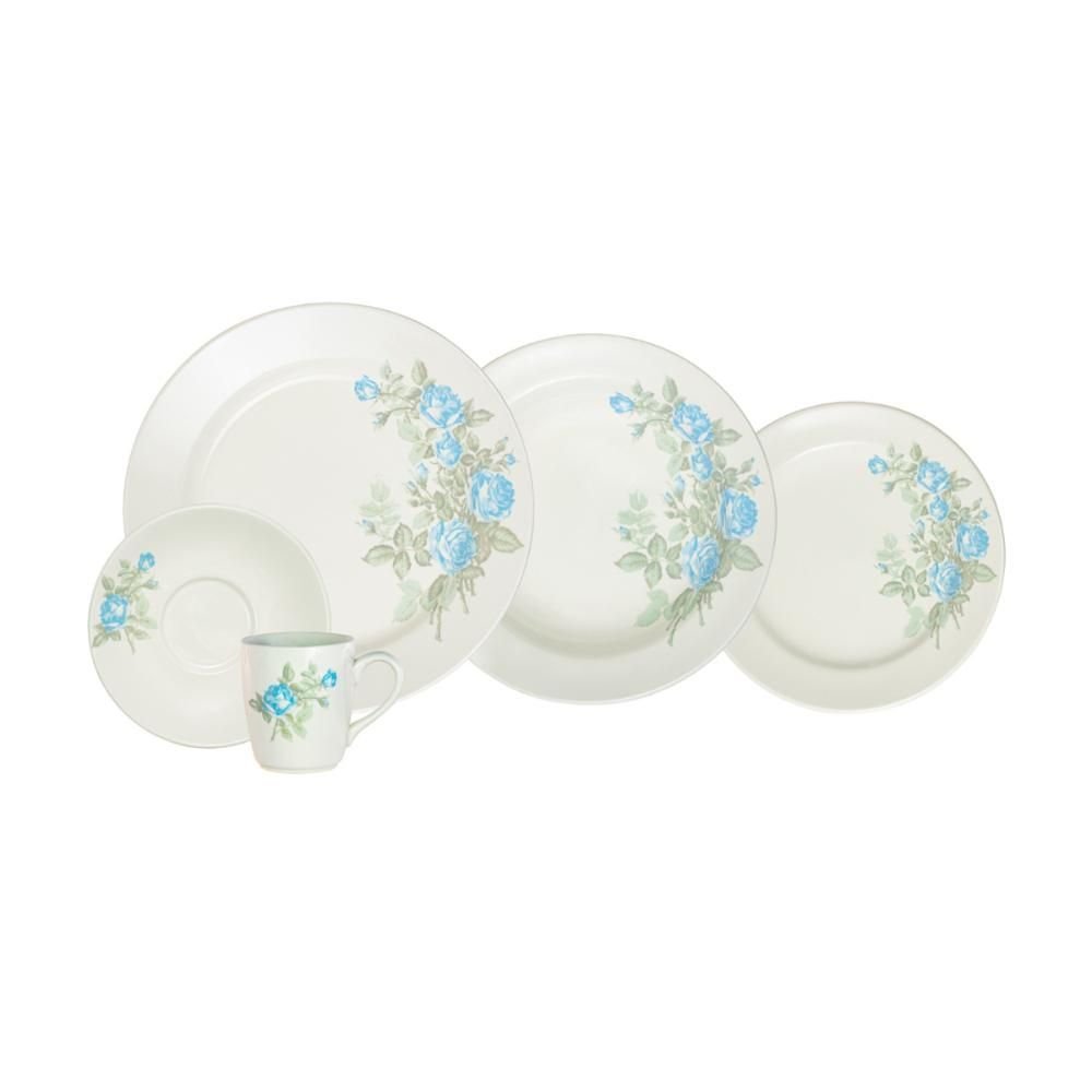 Jogo de Jantar Brisa Azul 20 Peças Porcelana Schmidt | MadeiraMadeira