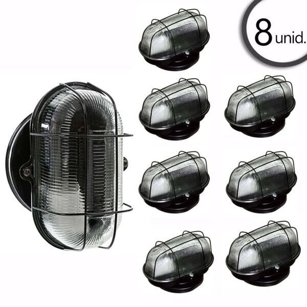 Kit 8 Luminária Arandela Tartaruga Ferro Preta Externa | MadeiraMadeira