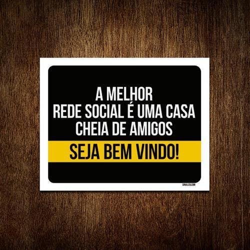 Kit 5 Placas Decorativa a Melhor Rede Social Seja Bem Vindo | MadeiraMadeira