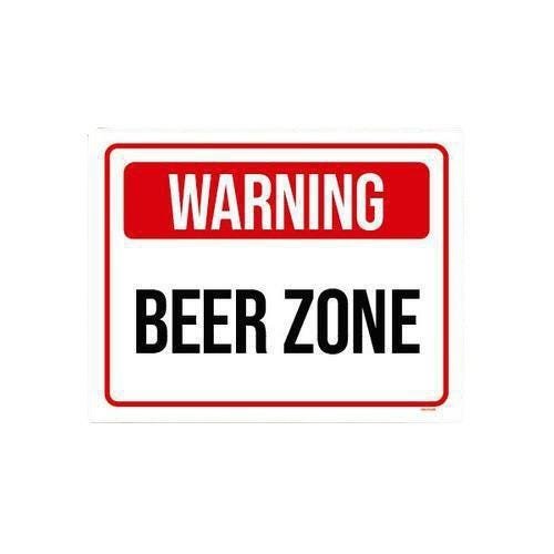 Placa Decorativa - Warning Beer Zone 36X46 | MadeiraMadeira