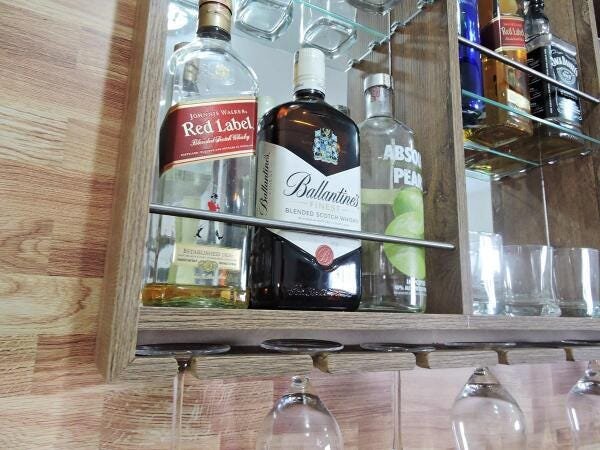Bar De Parede Adega Porta Bebidas E Taças Espelhada 100%Mdf ...