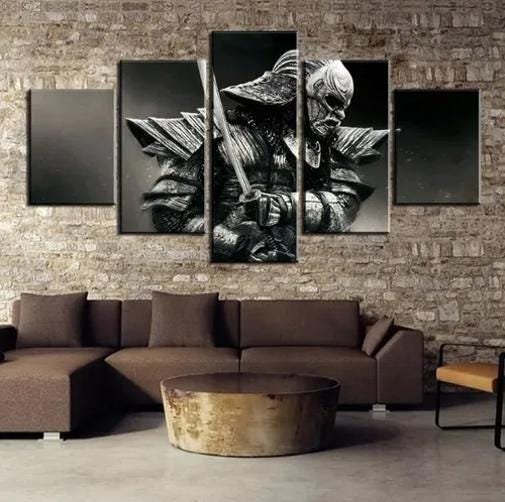 Quadro Mosaico 5 Partes Para Sala Samurai Guerreiro Ronin Hd ...
