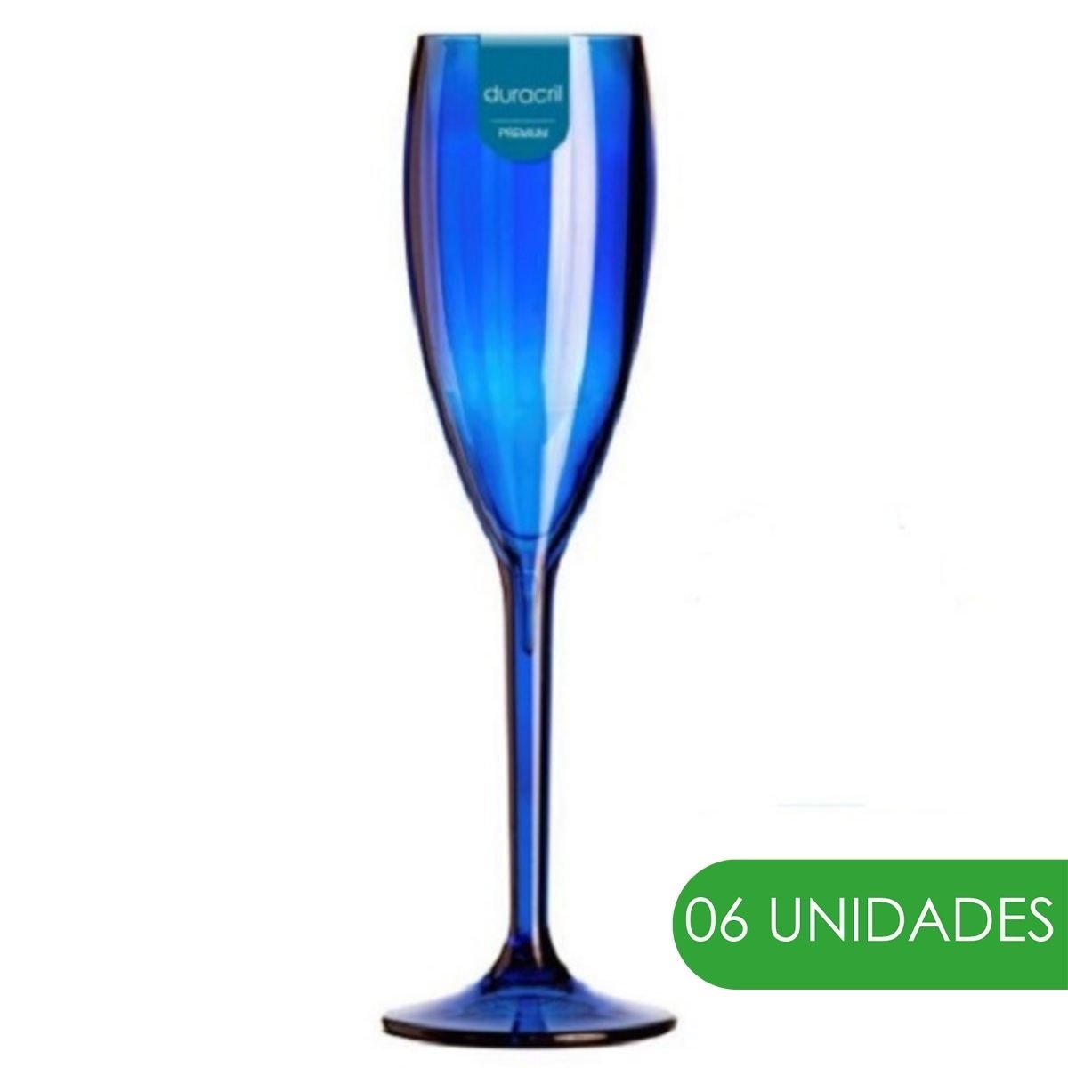 6 Taças Champanhe 160 ml Azul Translúcida Duracril Taça de Champanhe ...