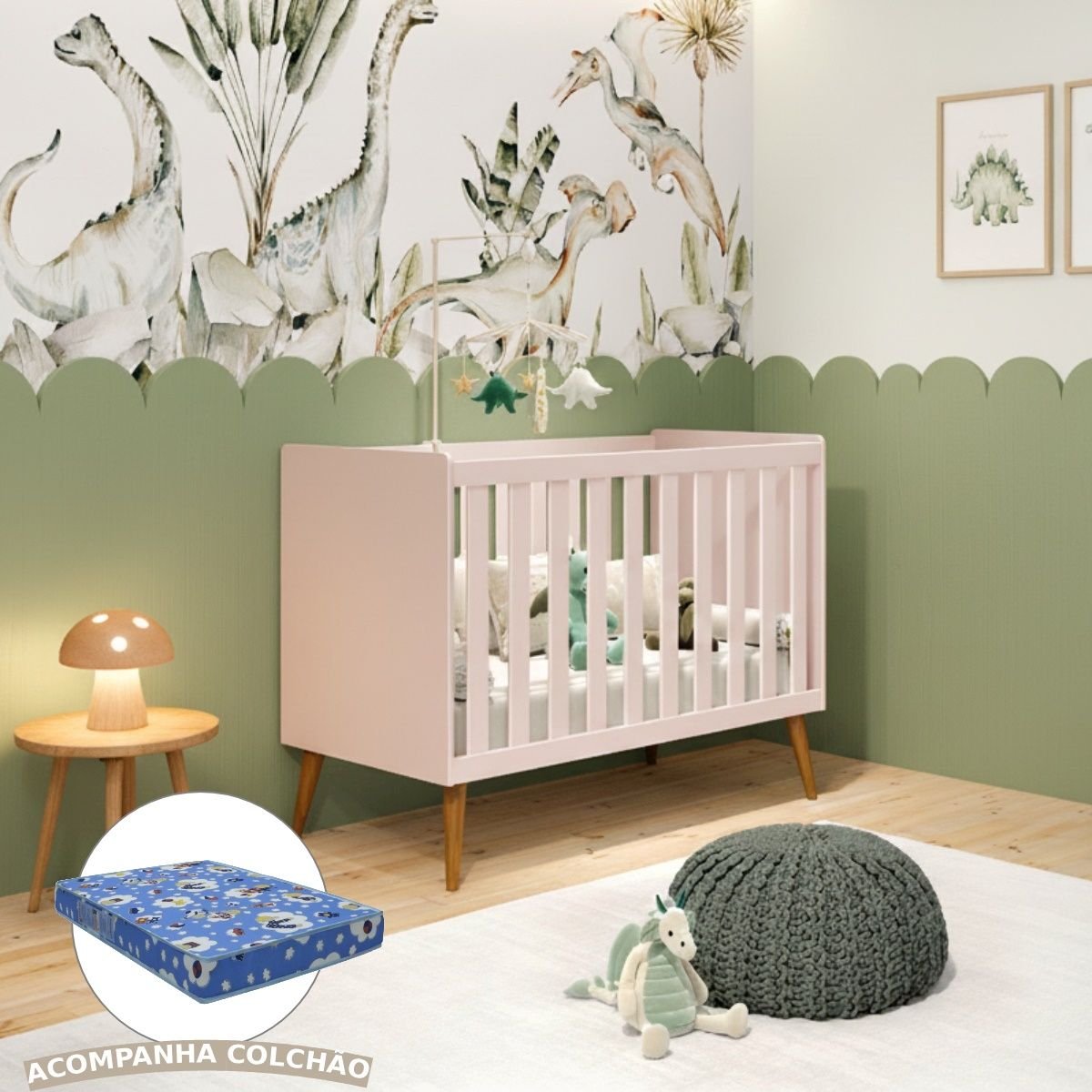 Berço Americano Isis Multifuncional 2 em 1 Vira Mini Cama Infantil Rosa ...