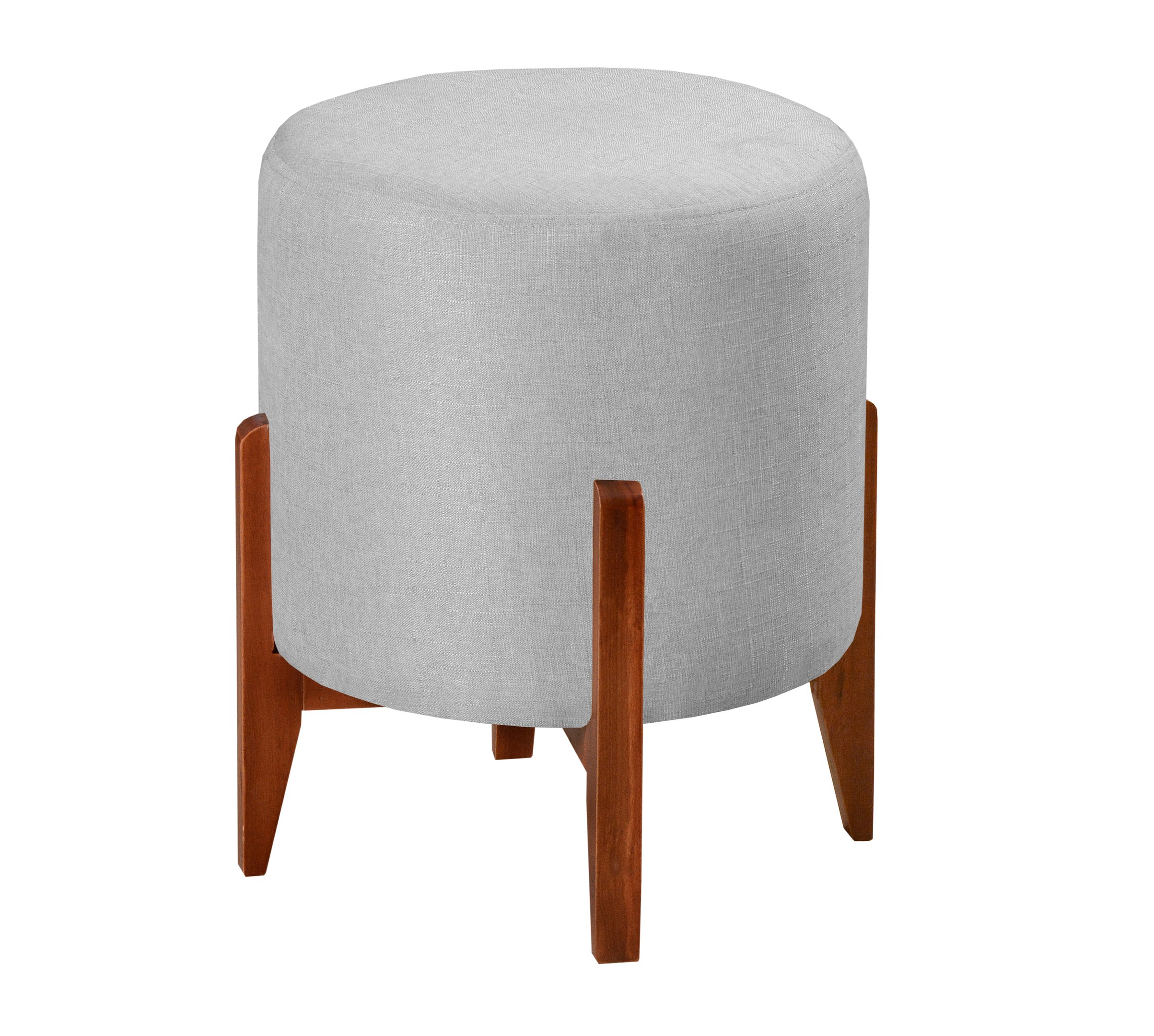 Puff Gaia Base Madeira Linho Prata | MadeiraMadeira