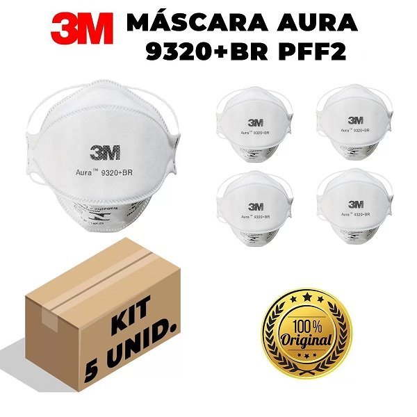 Kit com 5 Mascaras 3M PFF2 Aura 9320 | MadeiraMadeira