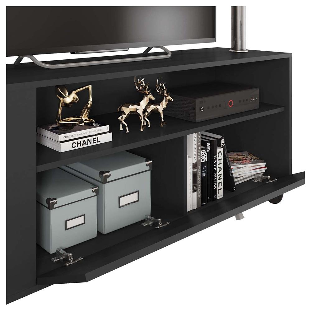 Bancada Rack Para TV até 55 Polegadas Opala Preto Caemmun | MadeiraMadeira
