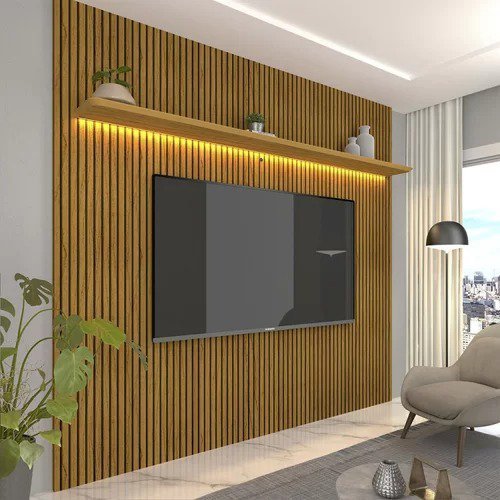 Painel Para Tvs de até 85 Polegadas C/Led 230 Nobre Ripado Naturale ...