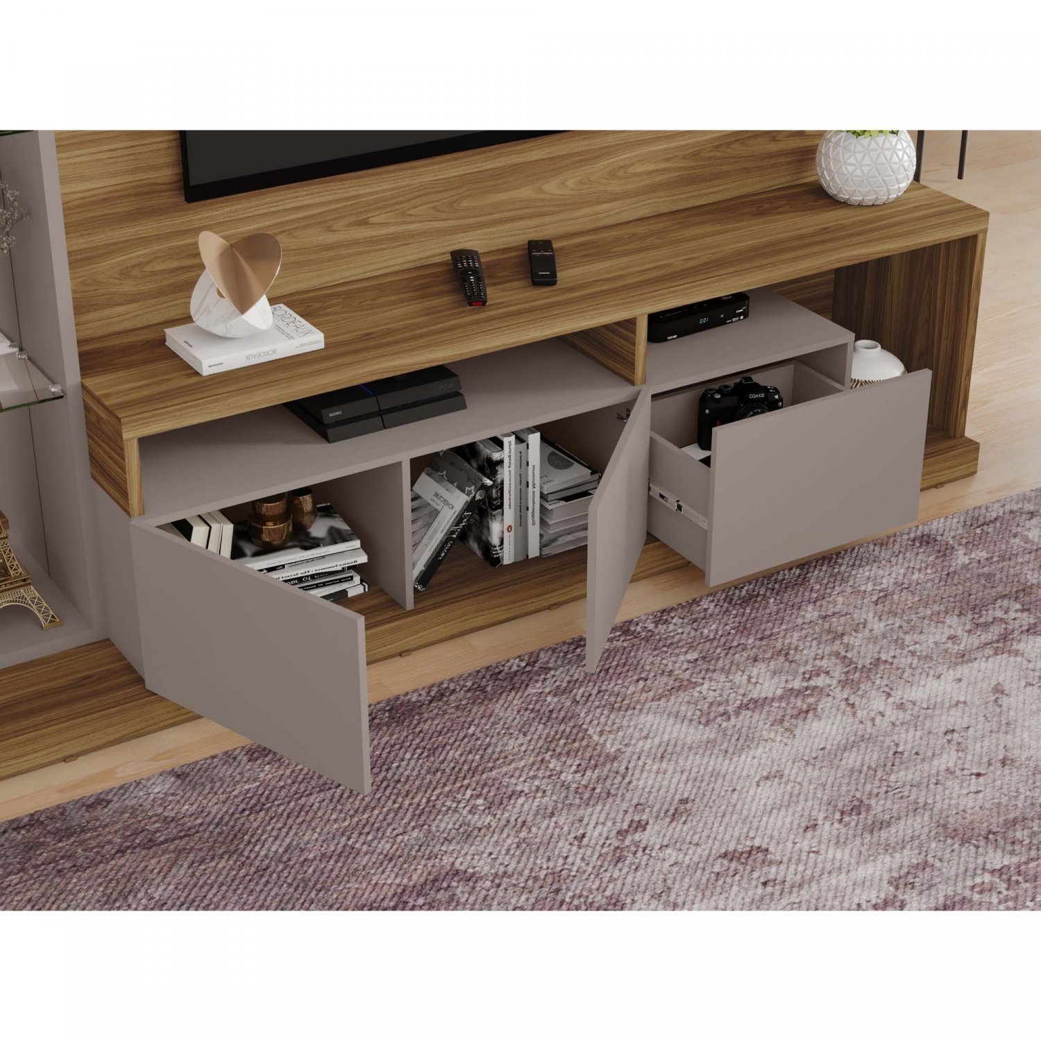 Estante Home Theater Para TV 75 Polegadas Splendido Caemmun | MadeiraMadeira