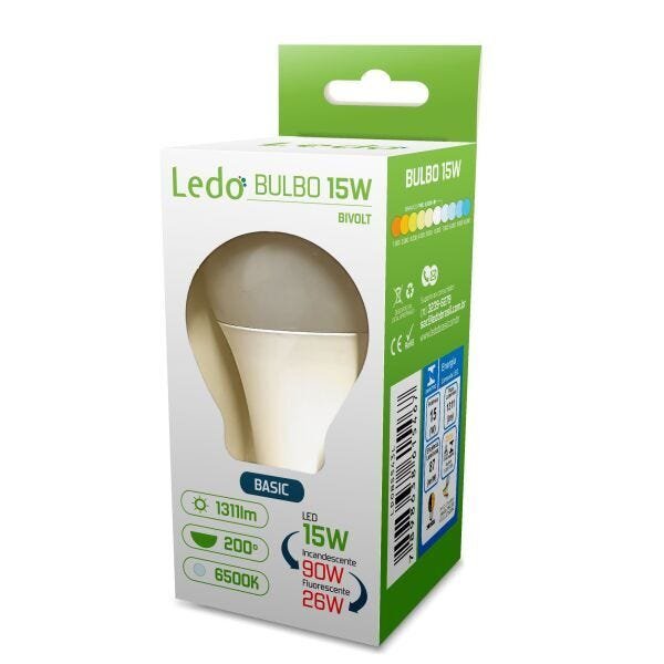 Kit 10x Lâmpada Led 15w Bulbo E27 Branco Frio 6500K | MadeiraMadeira