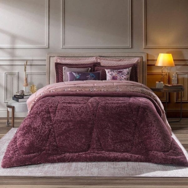 Edredom Plush Flannel Evolution Hera 100% Poliéster Roxo - King ...