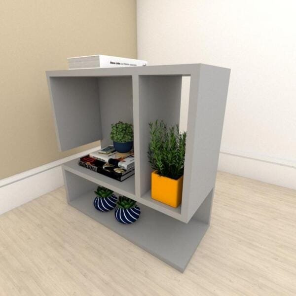 Estante E-Nichos Minimalista Com Nicho Cinza En43102Es | MadeiraMadeira