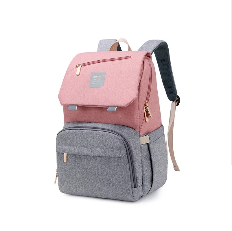 Mochila Maternidade Multiuso Famicare Cinza com Rosa | MadeiraMadeira