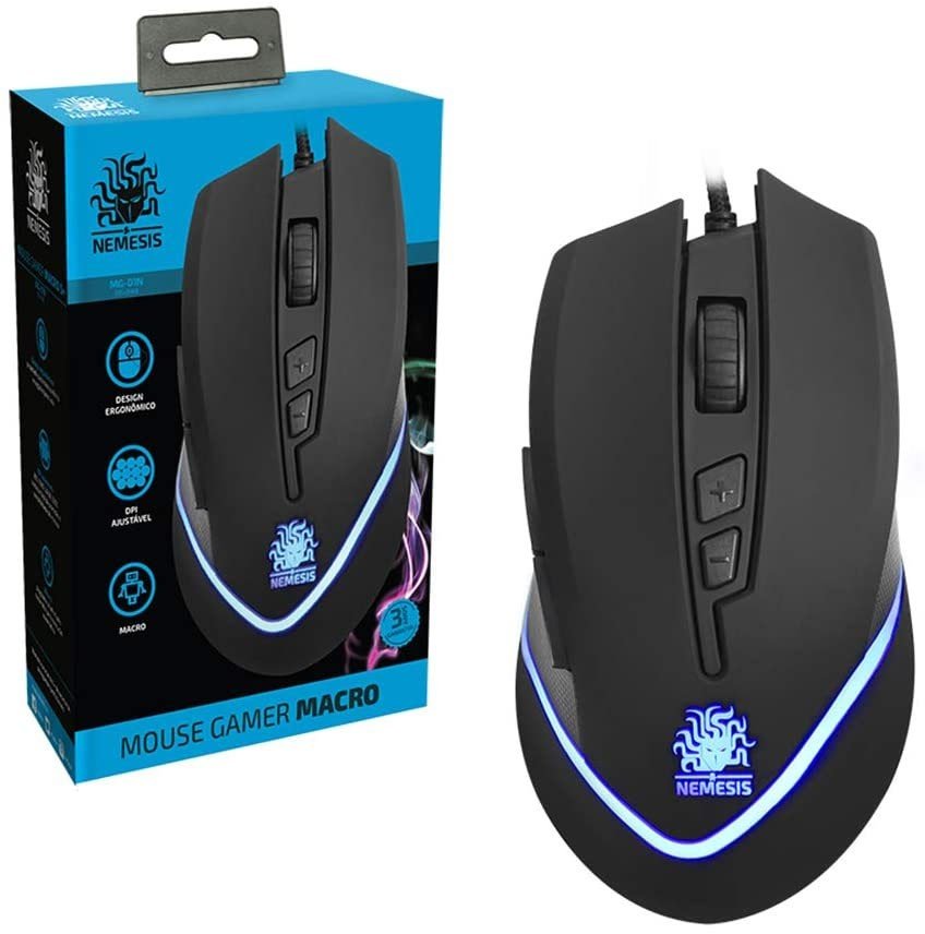 Mouse Gamer USB Macro Nemesis Preto Mg-01N | MadeiraMadeira