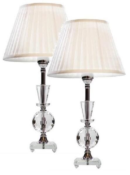 Kit 2 Abajures para Quarto com Base de Cristal Dijon S34 Branco ...