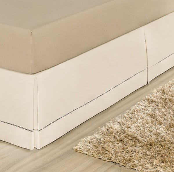 Saia Cama Box Baú Casal Queen Ponto Palito Percal Algodão - Palha ...