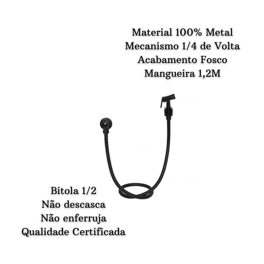 Ducha Higiênica 100% Metal 1/4 de Volta Black Matte | MadeiraMadeira