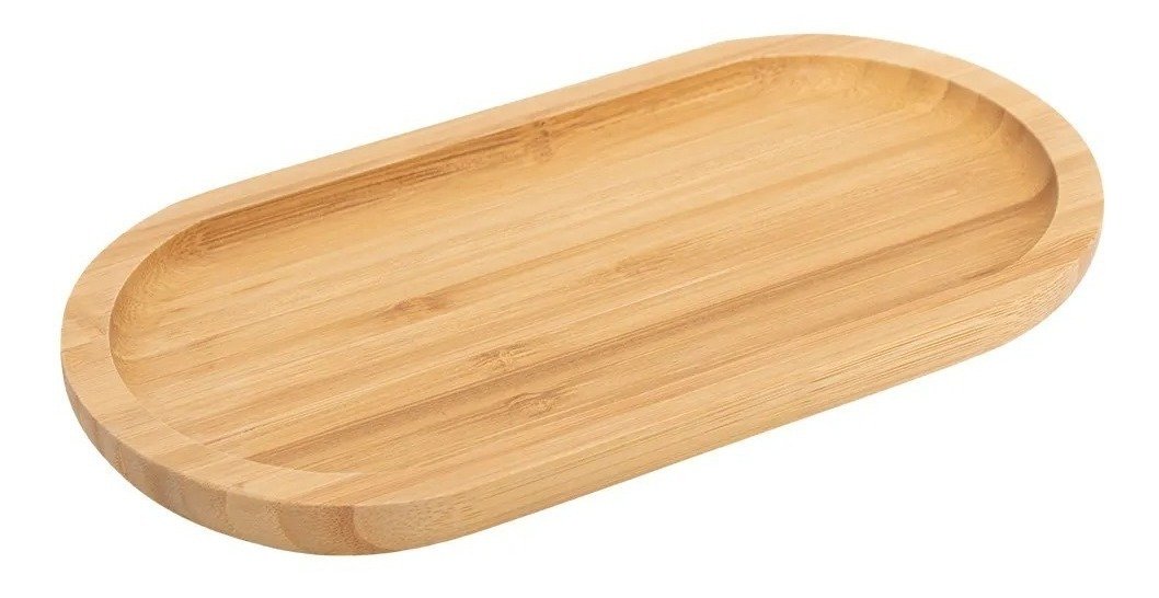Bandeja oval em bambu para organizar utensílios de banheiro ...