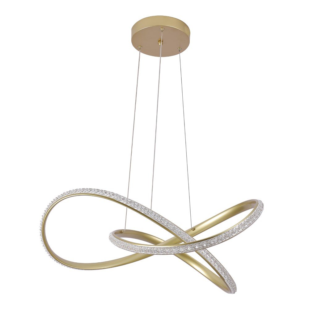 Pendente Led Moderno 63cm Dourado Sala Bancada Mesa Gourmet ...