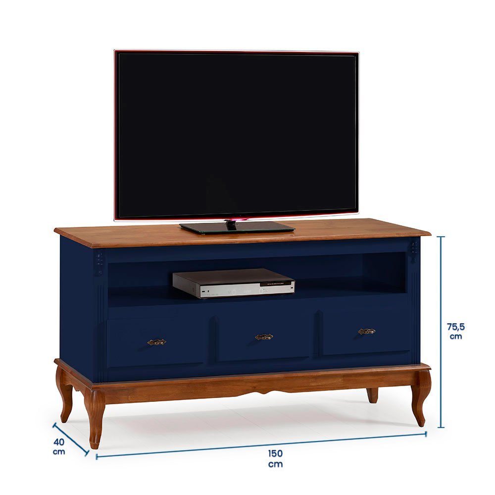 Rack para Sala com Pés Luis XV 60501 Linz Móveis 3 Gavetas e Nicho ...