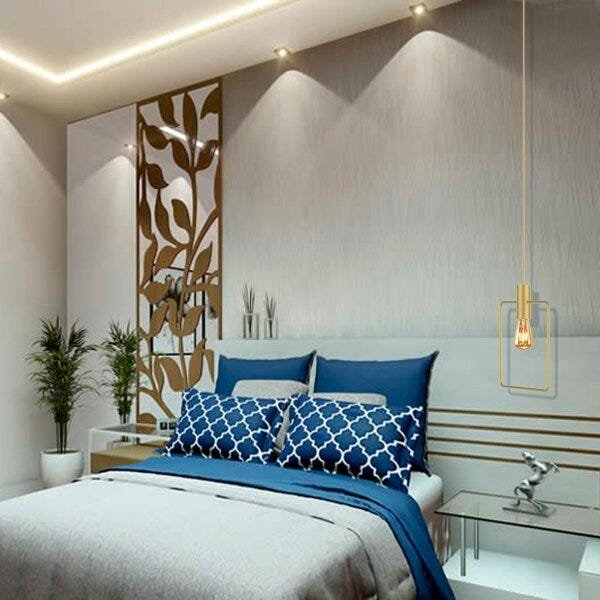 Pendente Luminária Marko Quadrado - Dourado | MadeiraMadeira