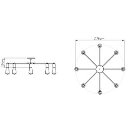 Plafon de Metal Kyle 8 Soquetes - Preto | MadeiraMadeira