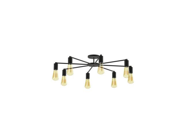 Plafon de Metal Kyle 8 Soquetes - Preto | MadeiraMadeira