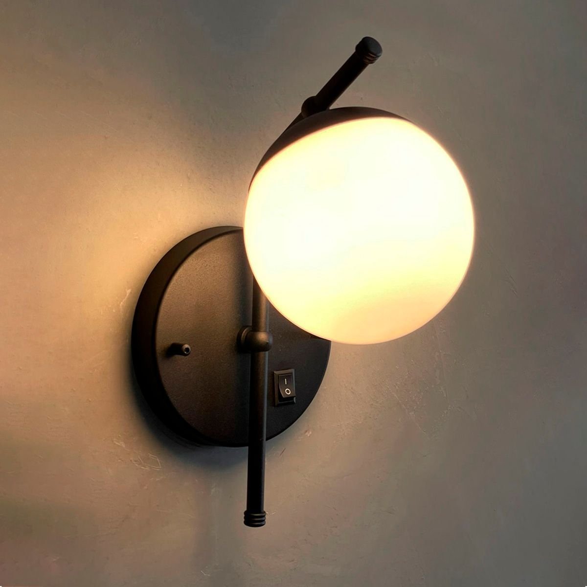 Arandela Luminaria de Parede Inclinada Moderno Interruptor com Vidro ...