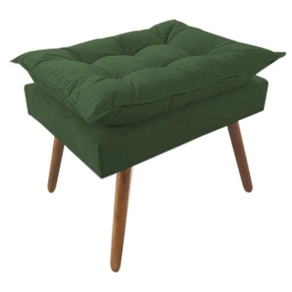 Puff Decorativo Opalla Pés Palito Suede Verde | MadeiraMadeira