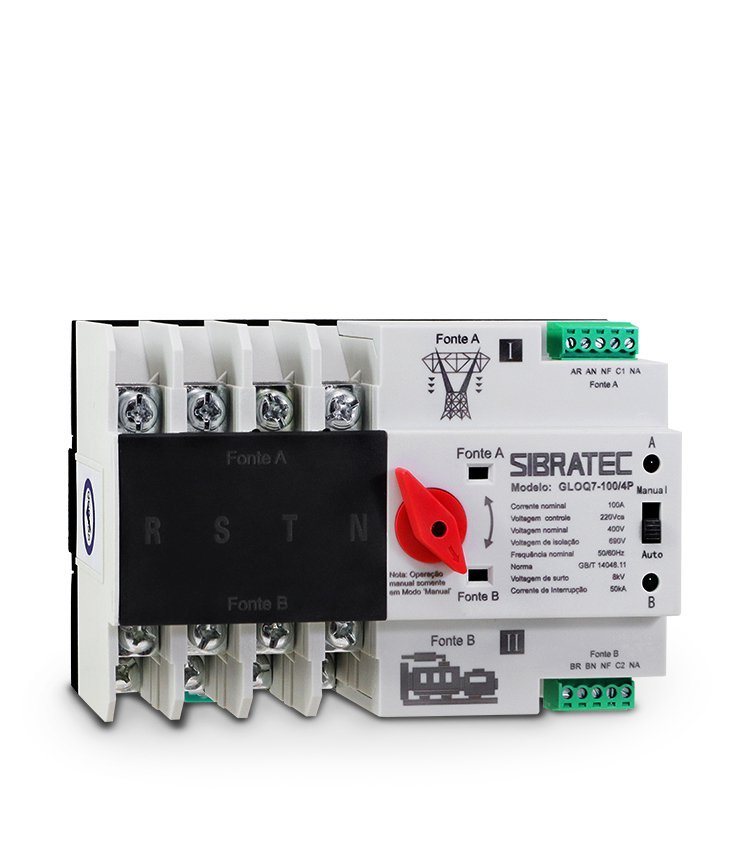 Chave de Transferência Automática Rede x Gerador Modelo 4 Polos GLOQ7 ...