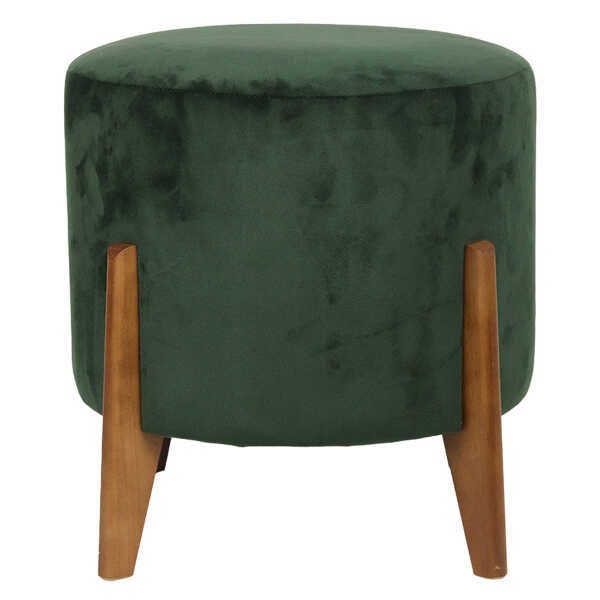 Puff Banquinho Luxo Redondo Pé Madeira Aranha e Tecido Veludo Verde ...