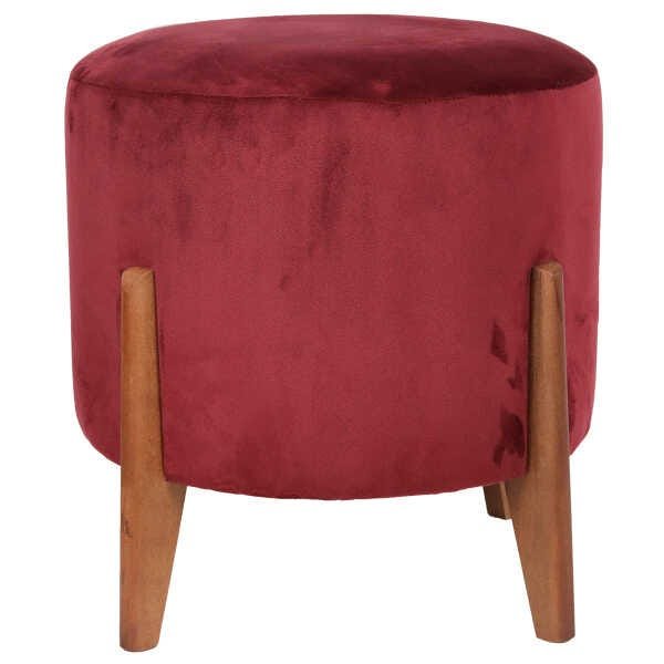 Puff Banquinho Luxo Redondo Pé Madeira Aranha e Tecido Veludo Vinho ...