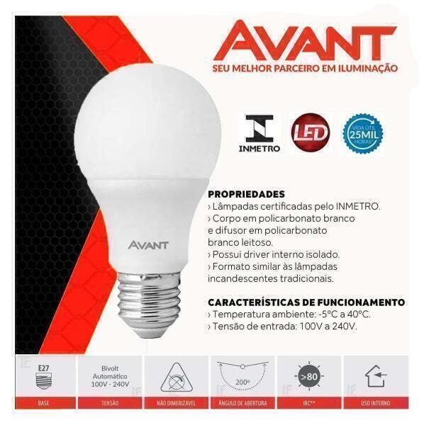 Kit 10 Lâmpadas Led 9W Bulbo Soquete E27 Bivolt Branca Fria | MadeiraMadeira