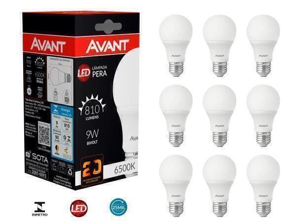 Kit 10 Lâmpadas Led 9W Bulbo Soquete E27 Bivolt Branca Fria | MadeiraMadeira