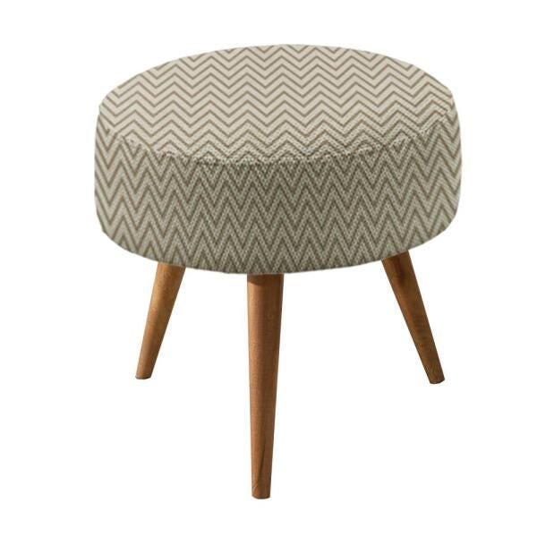 Puff Banqueta Lippe Madeira Maciça Tecido Linho 1044 | MadeiraMadeira