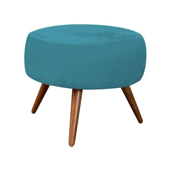 Puff Redondo Suede Azul Turquesa - Rocha Móveis | MadeiraMadeira