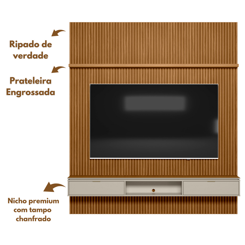 Painel Ripado Para TV Até 75 Polegadas 2.2 Com Nicho Premium E ...
