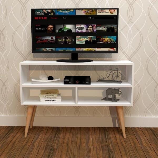 Rack para TV com 3 Nichos Chile Branco - Móveise | MadeiraMadeira