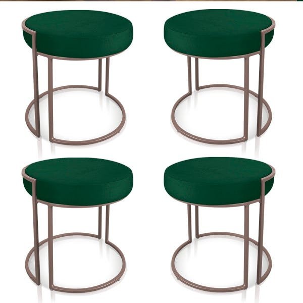 Kit 4 Puffs Love Suede Base Industrial Cobre - Verde | MadeiraMadeira