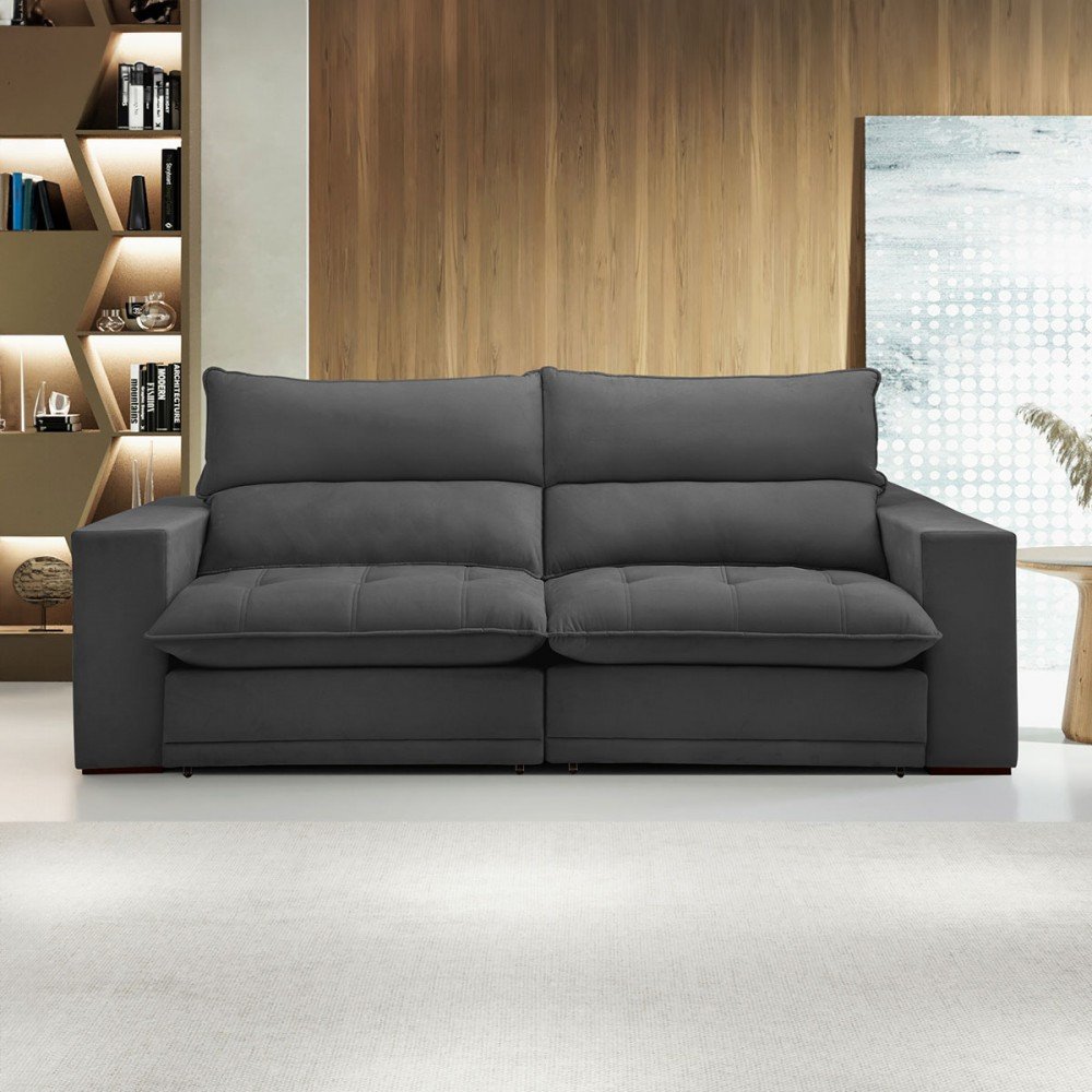 Sofá Retrátil e Reclinável Martinho 230cm Boucle Cinza - Celflex ...