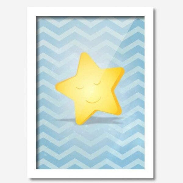 Quadro Decorativo Estrela Baby Azul 33cmx24cm Los Quadros | MadeiraMadeira